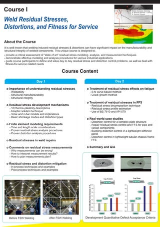 Course I : Weld Residual Stresses, Distortions, and Fitness for Service ...