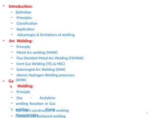 Introduction to welding technology to engineering studentd | PPTX