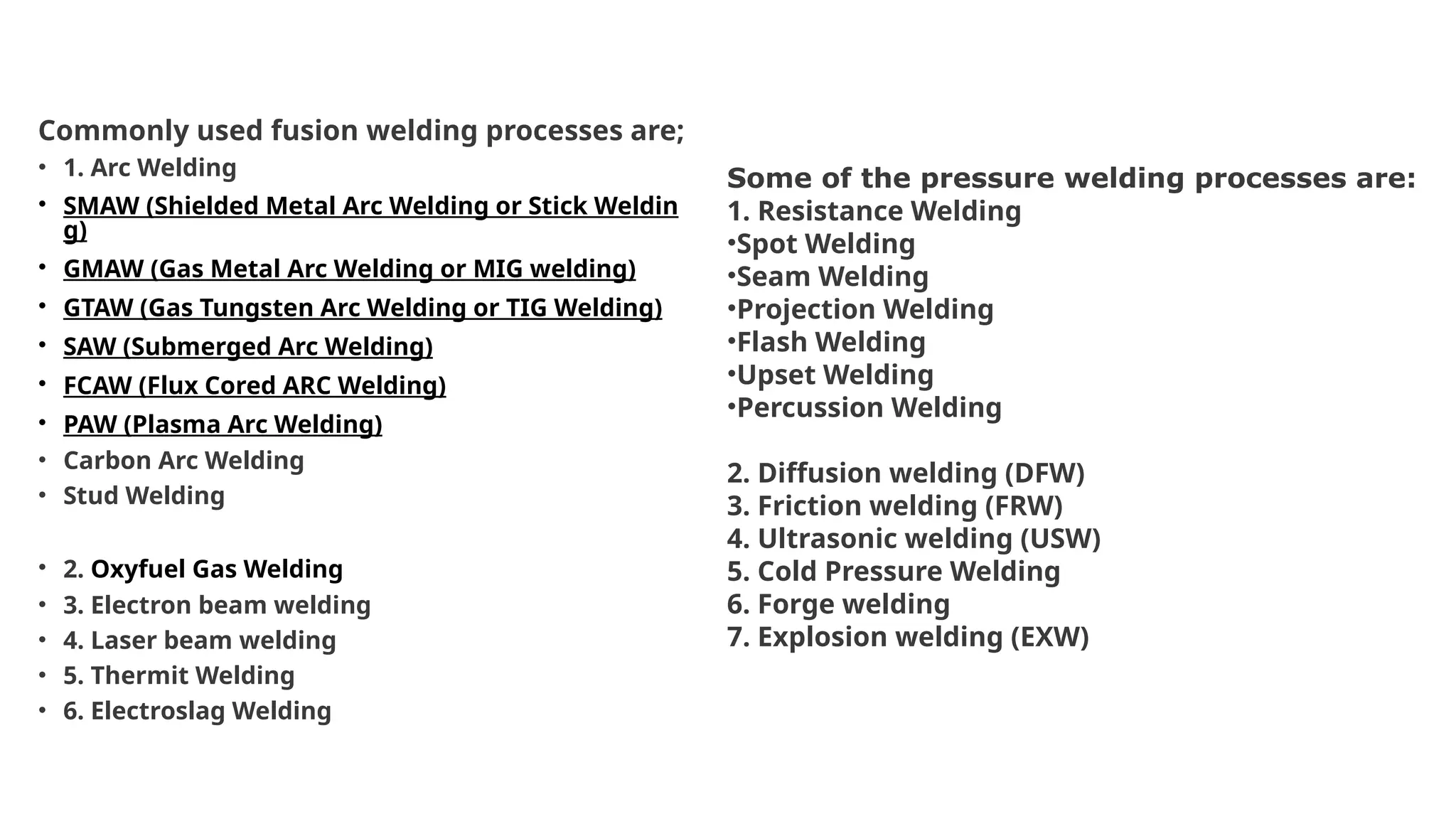 welding classification permanently joining two parts (permanent fusion ...