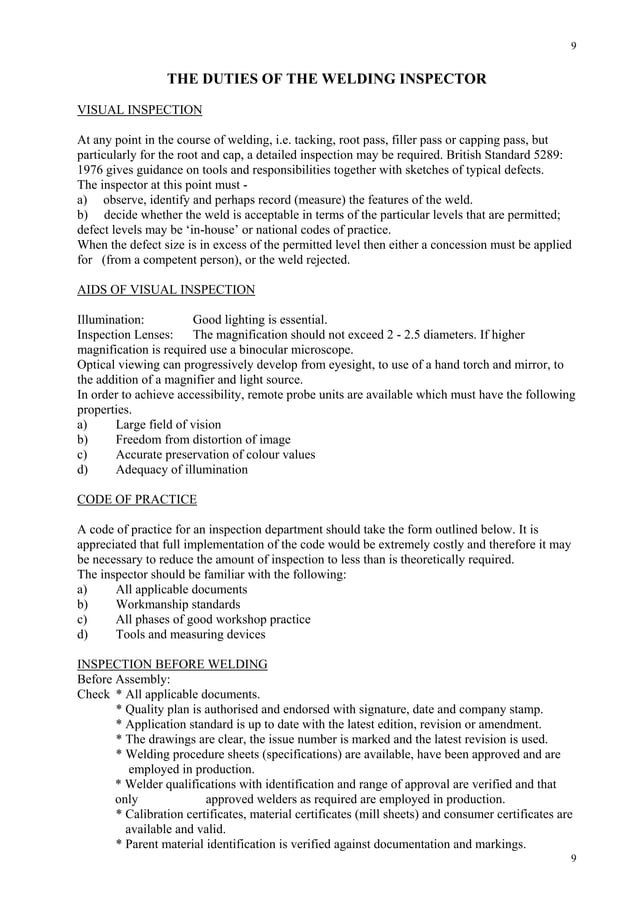 Welding visual inspection | PDF | Eye and Vision Conditions | Diseases ...