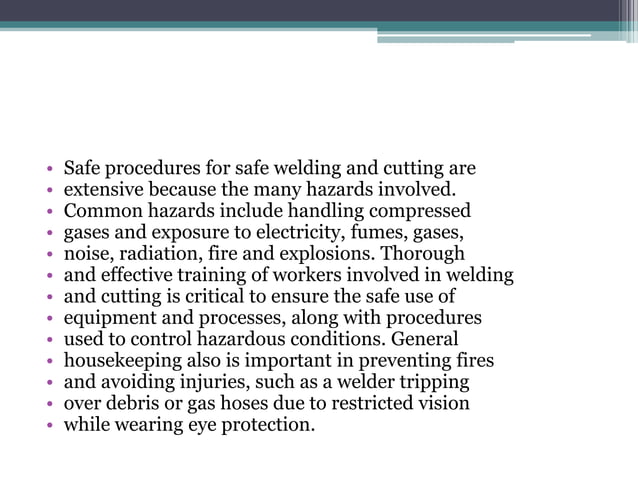 Welding and cutting safety | PPTX