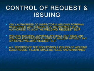 Welding consumable control | PPT