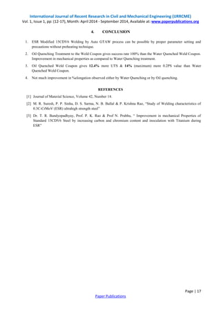 Welding Development in ESR modified 15CDV6 material | PDF