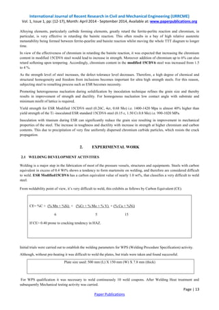 Welding Development in ESR modified 15CDV6 material | PDF