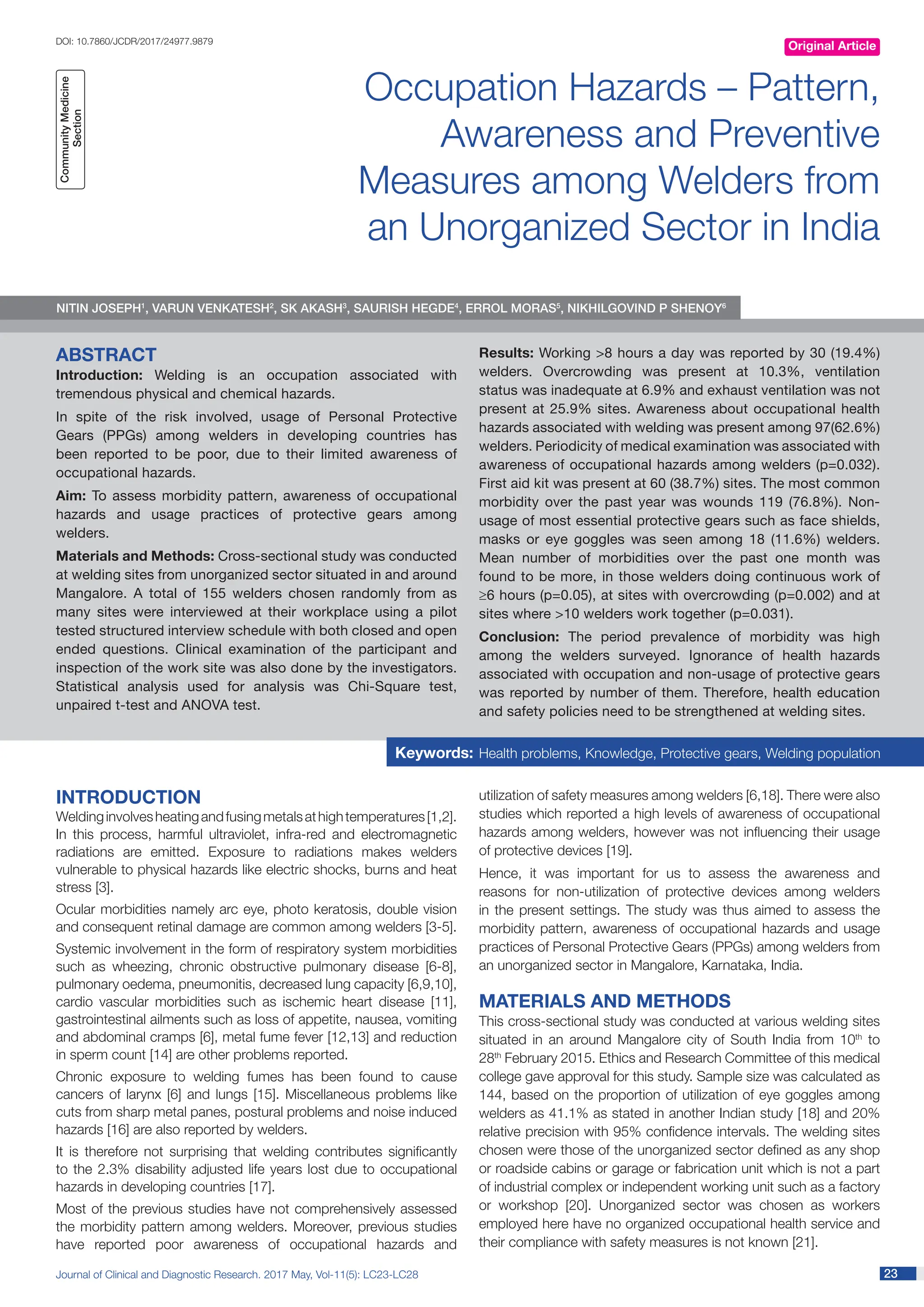 welding hazard…Awarneess pattern and preventive measures | PDF