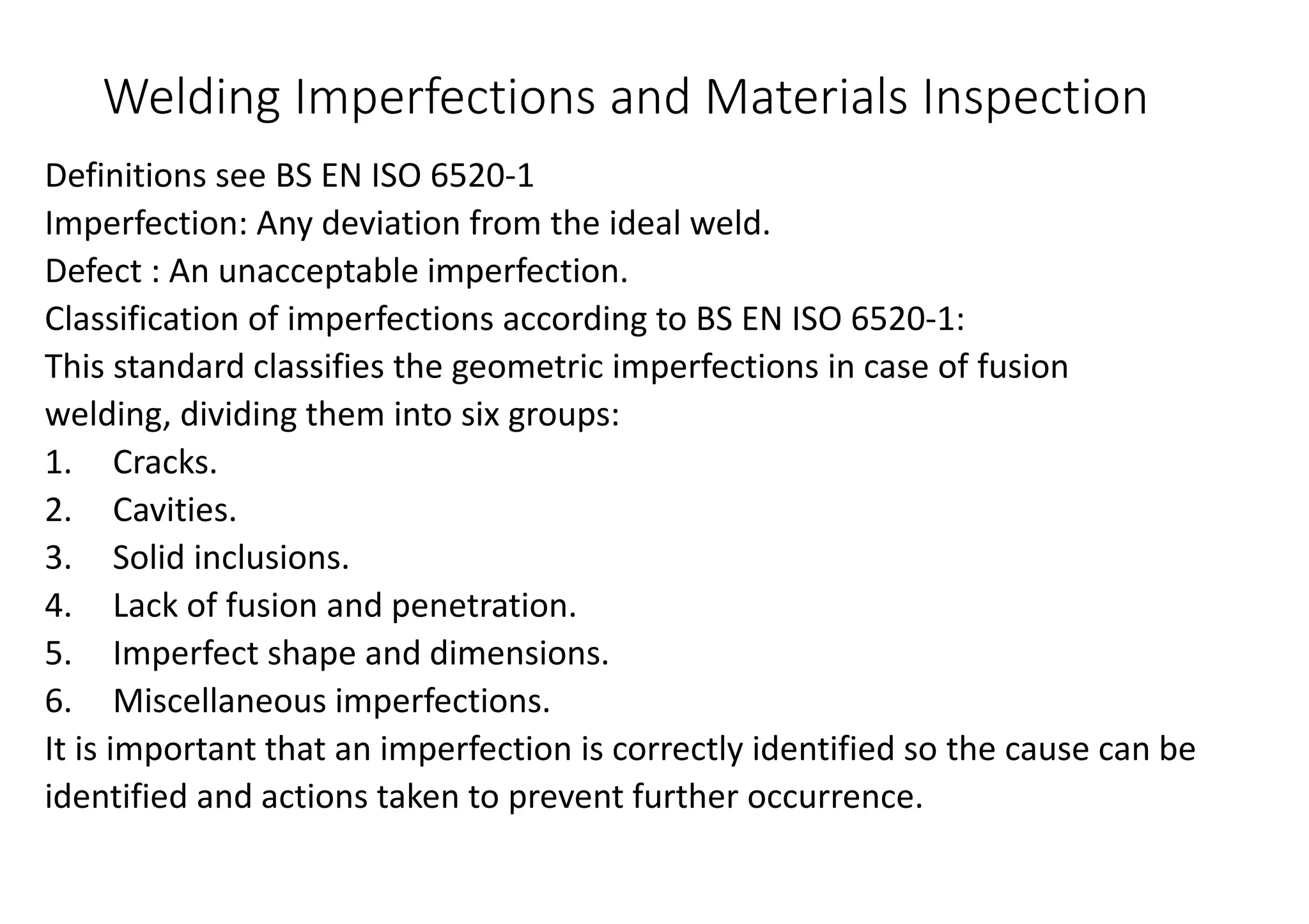Welding Imperfections & Materials Inspection | PDF