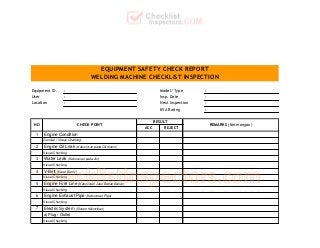 Welding Machine Inspection Checklist Free Template