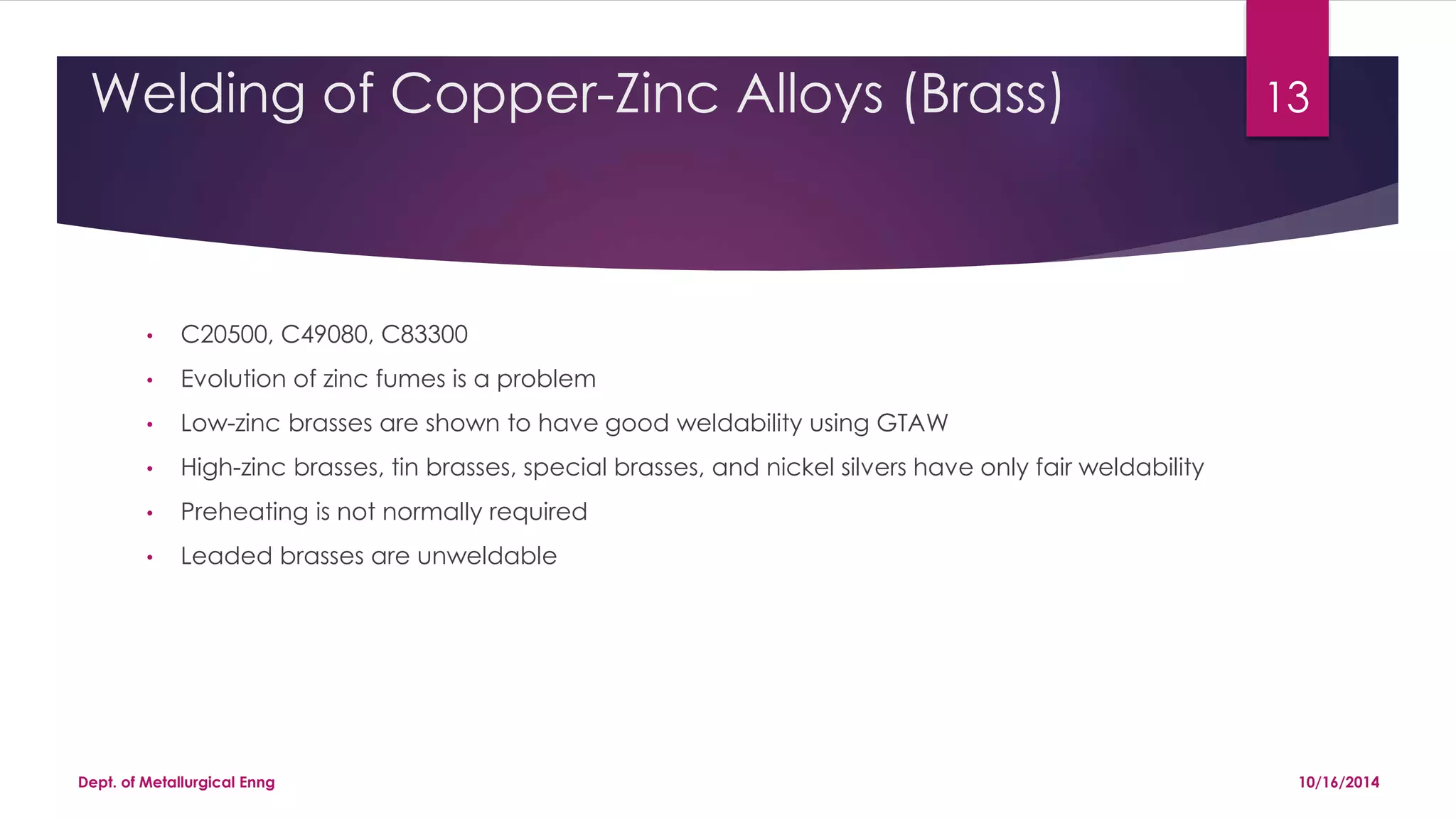 Welding of copper alloys | PPTX