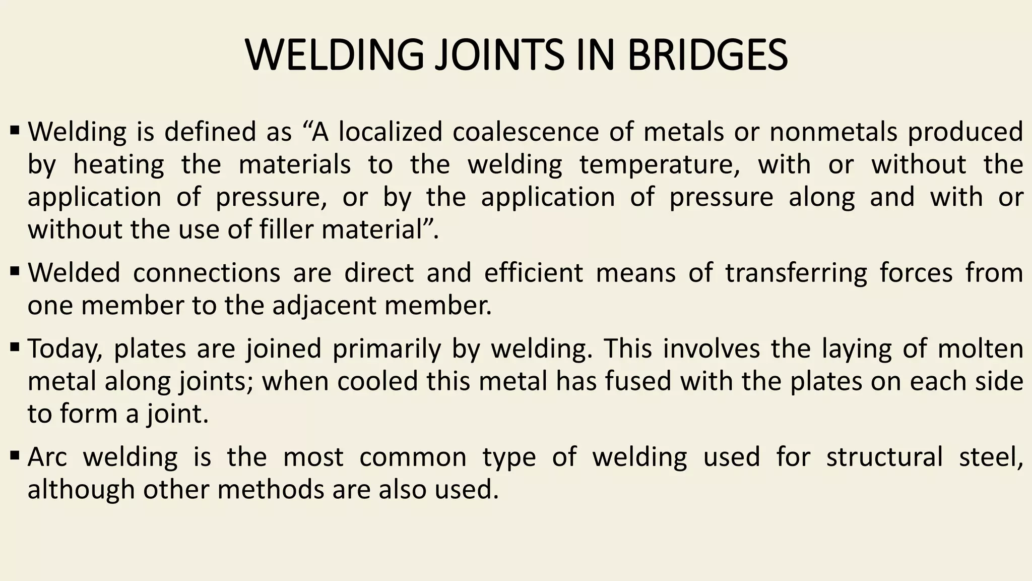 Welding of steel bridges | PPTX