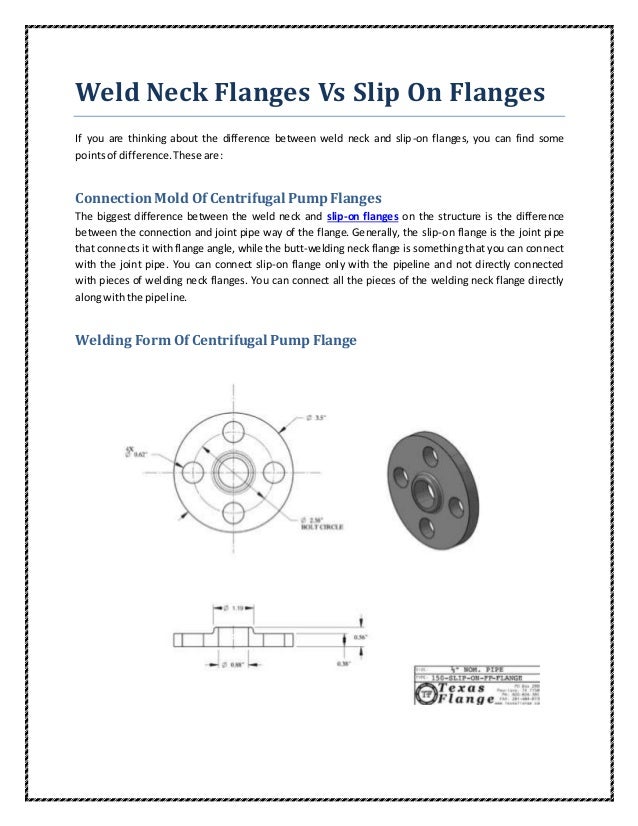Weld Neck Flanges vs Slip On Flanges