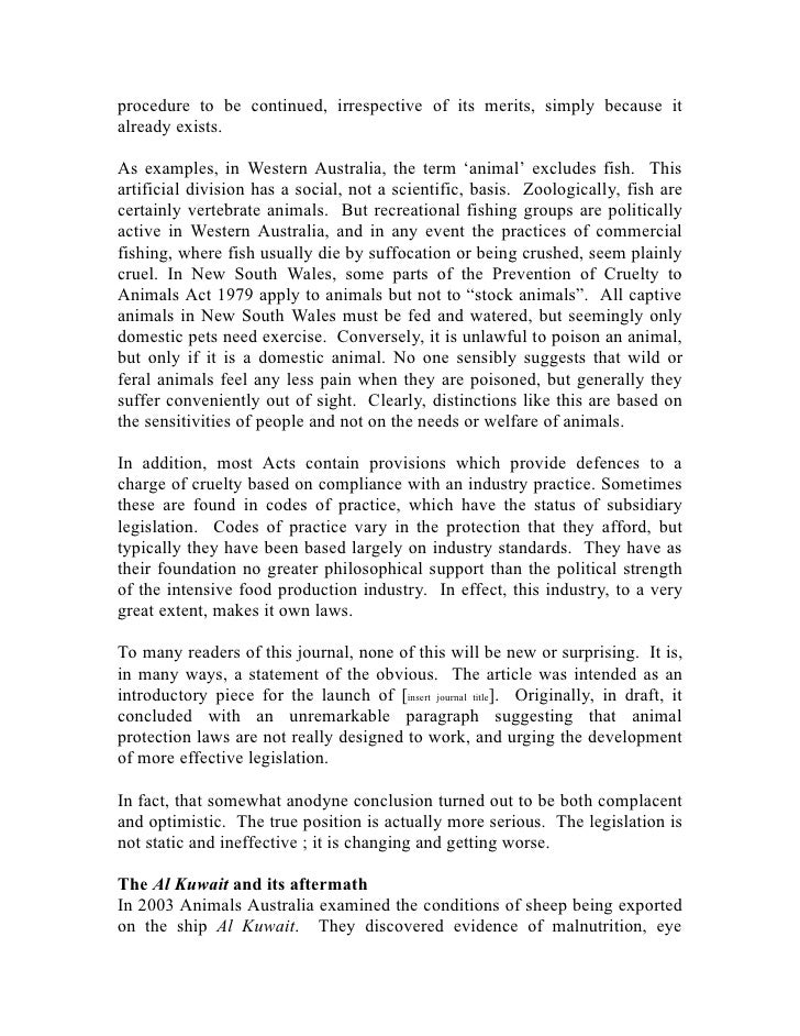 Weldon - Animal Protection Legislation