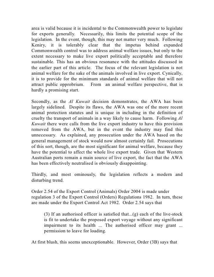 Weldon - Animal Protection Legislation