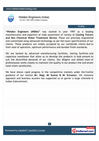 Weldon Engineers, India, Cooling Tower & Scale Off | PDF