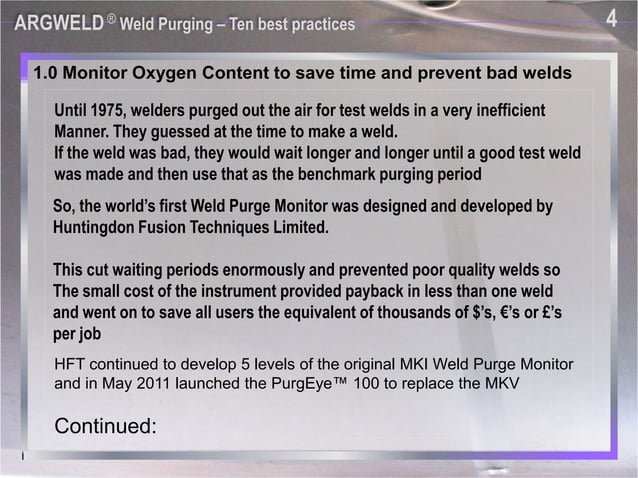 Weld Purging 2011 Best Practices | PPT
