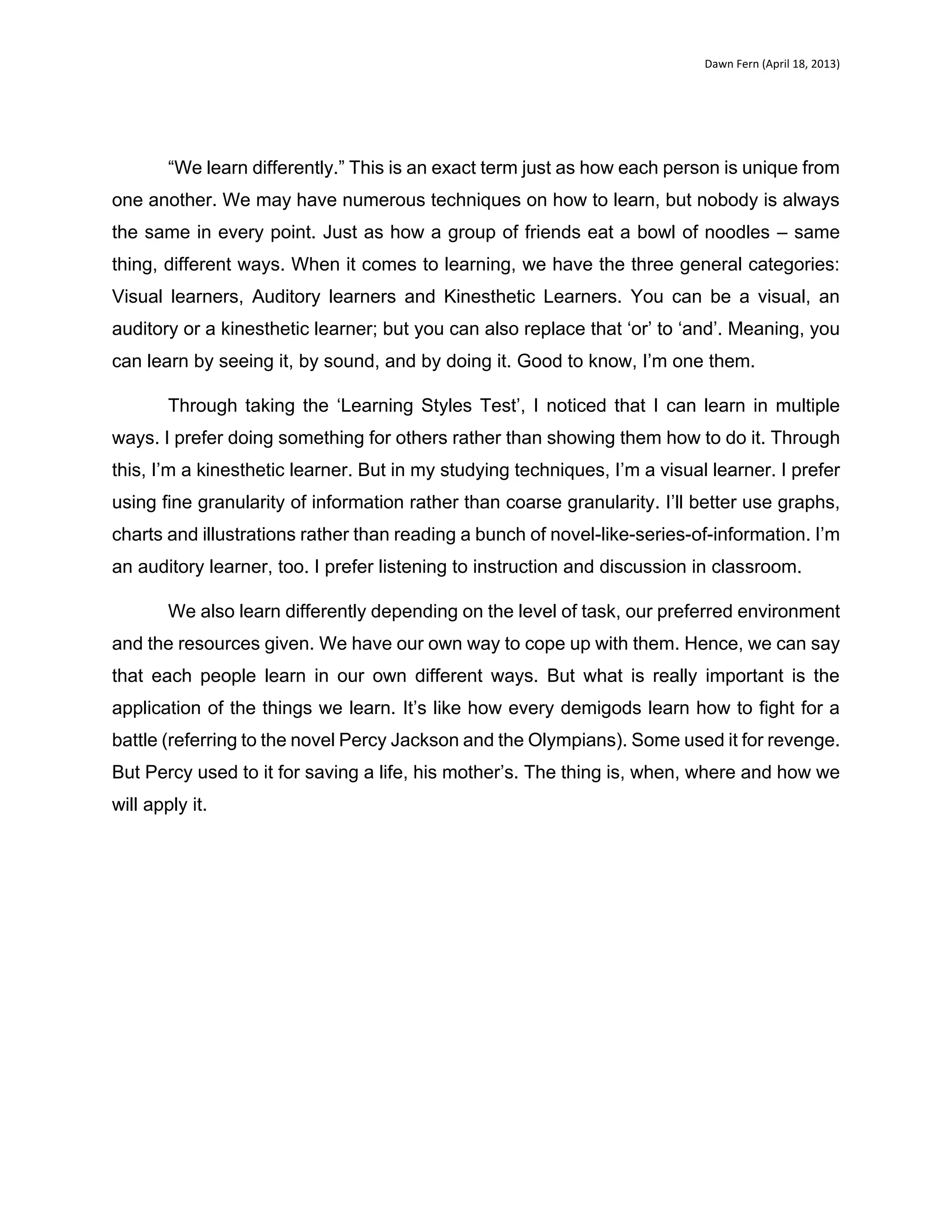 We learn differently | PDF