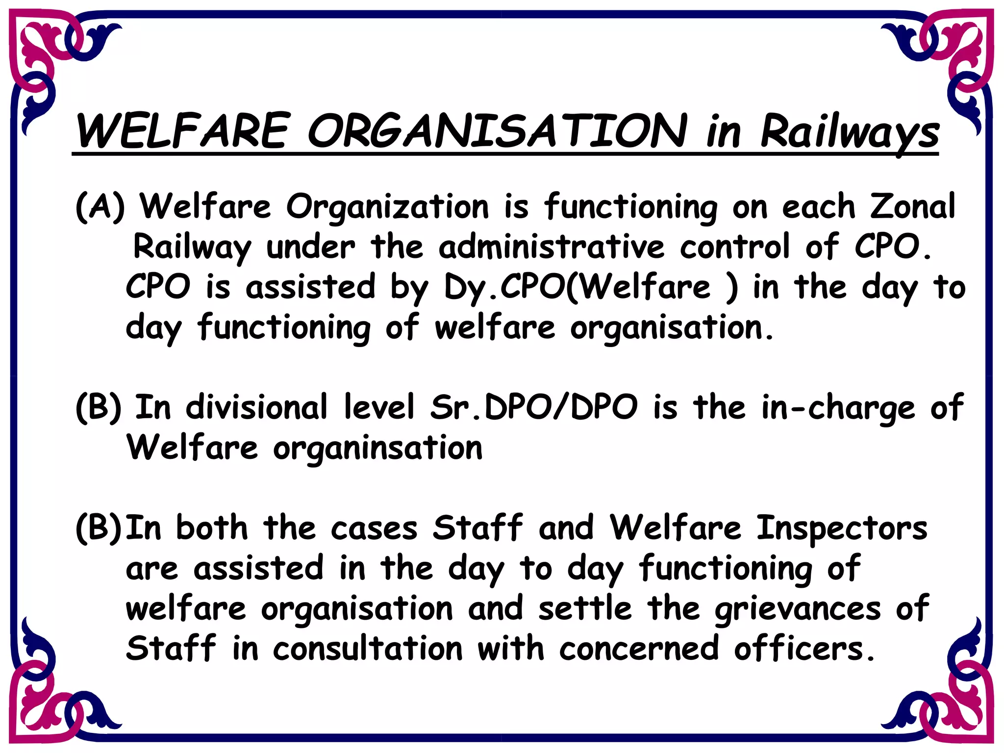 Welfare scheme in Railways | PPT