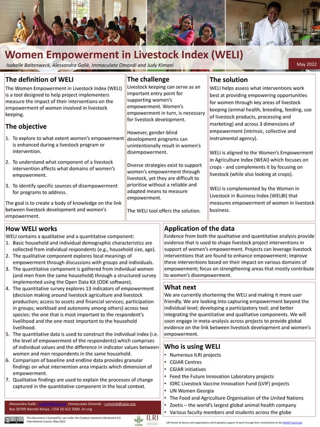 Women Empowerment in Livestock Index (WELI) | PPTX | Agriculture ...