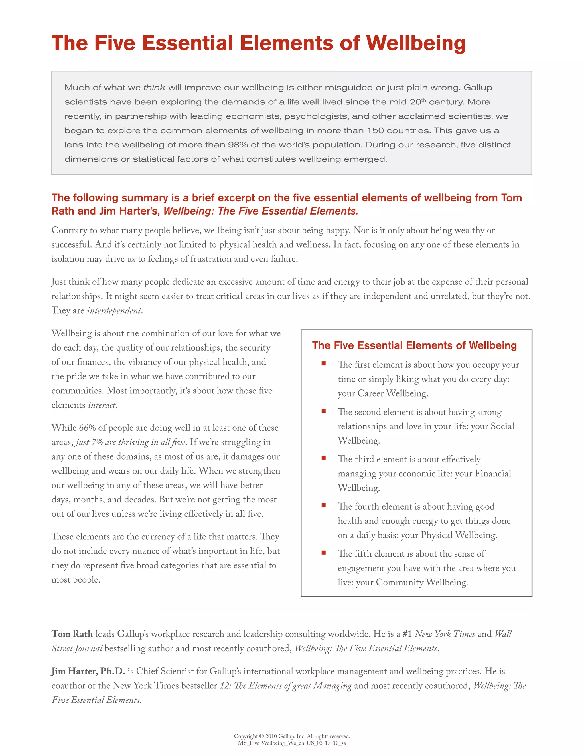 The Five Essential Elements of Wellbeing | PDF