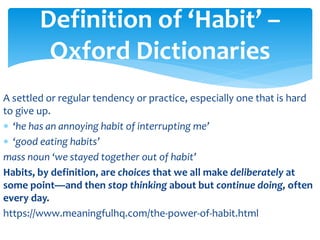 Wellbeing Week 4 - Forming & Breaking Habits | PPT