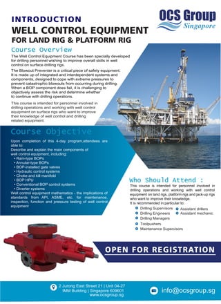 INTRODUCTION WELL CONTROL EQUIPMENT FOR LAND RIG & PLATFORM RIG | PDF