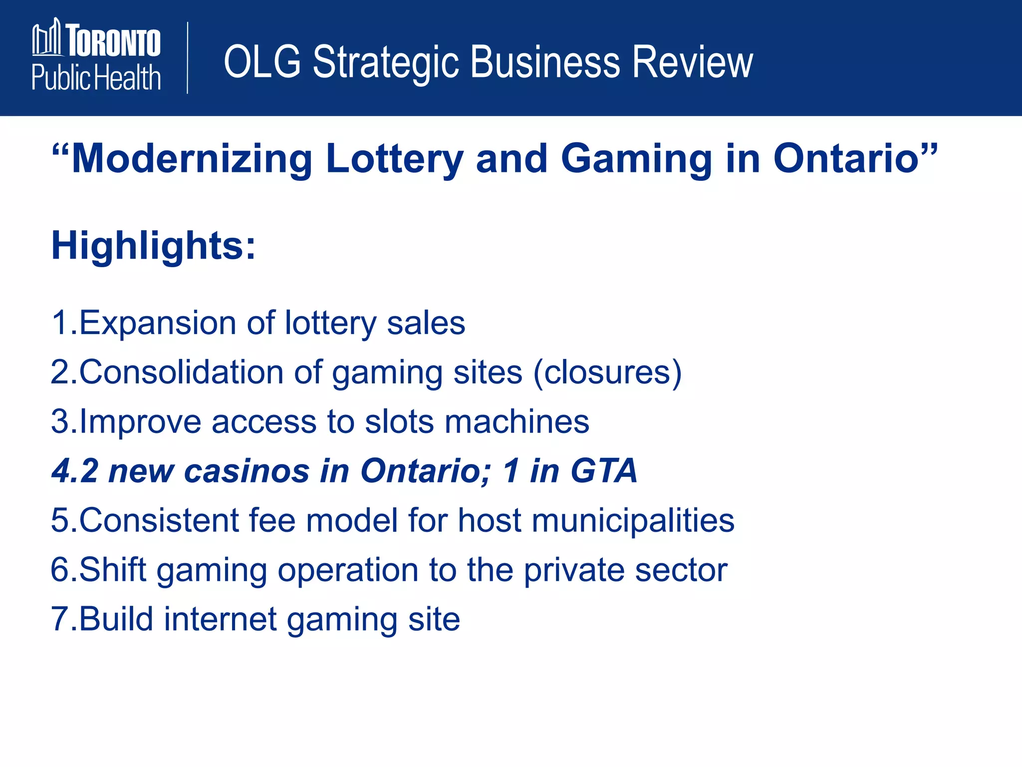 The Health Impacts of Gambling Expansion in Toronto | PPT