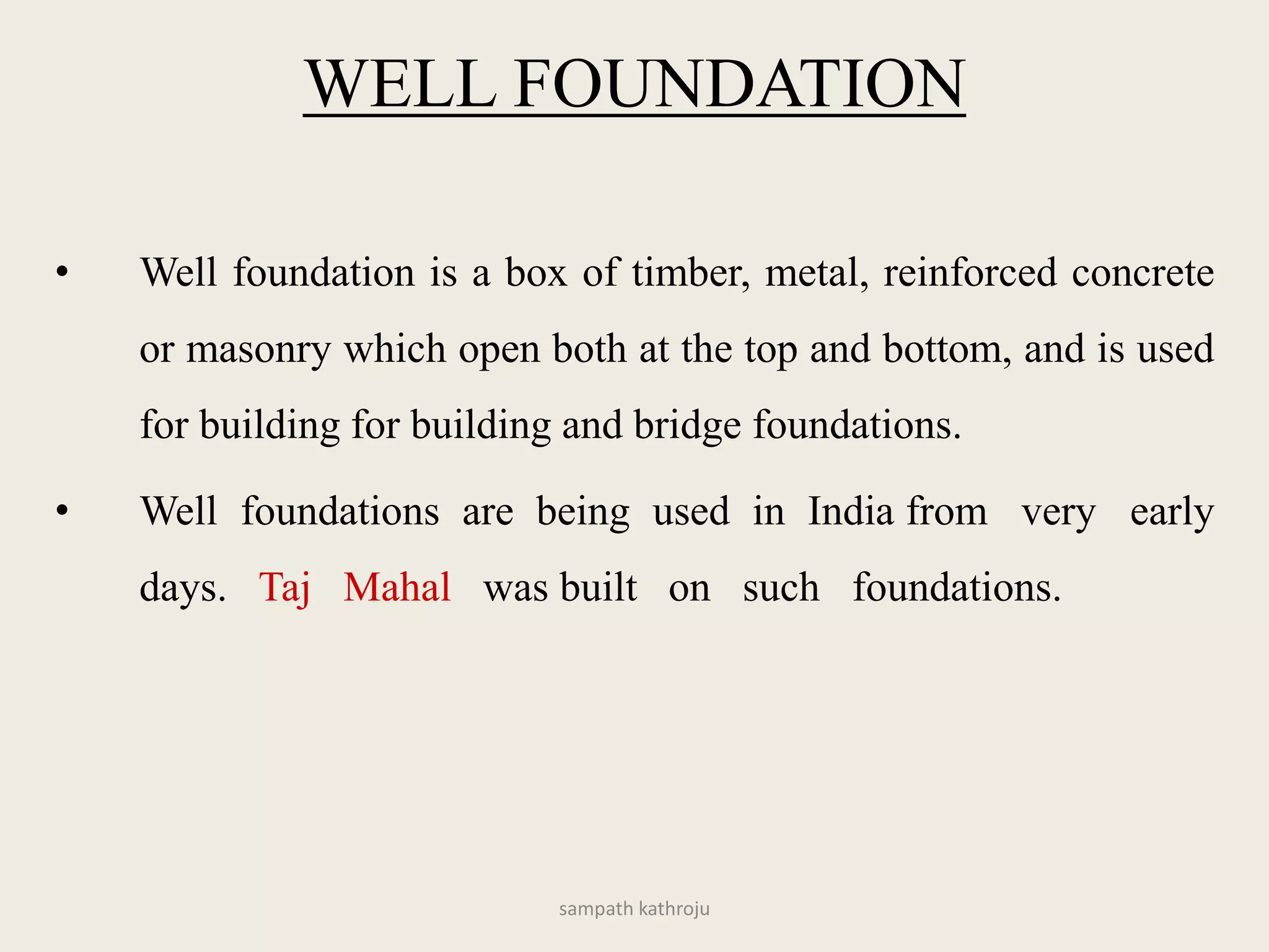 Well foundation | PPTX