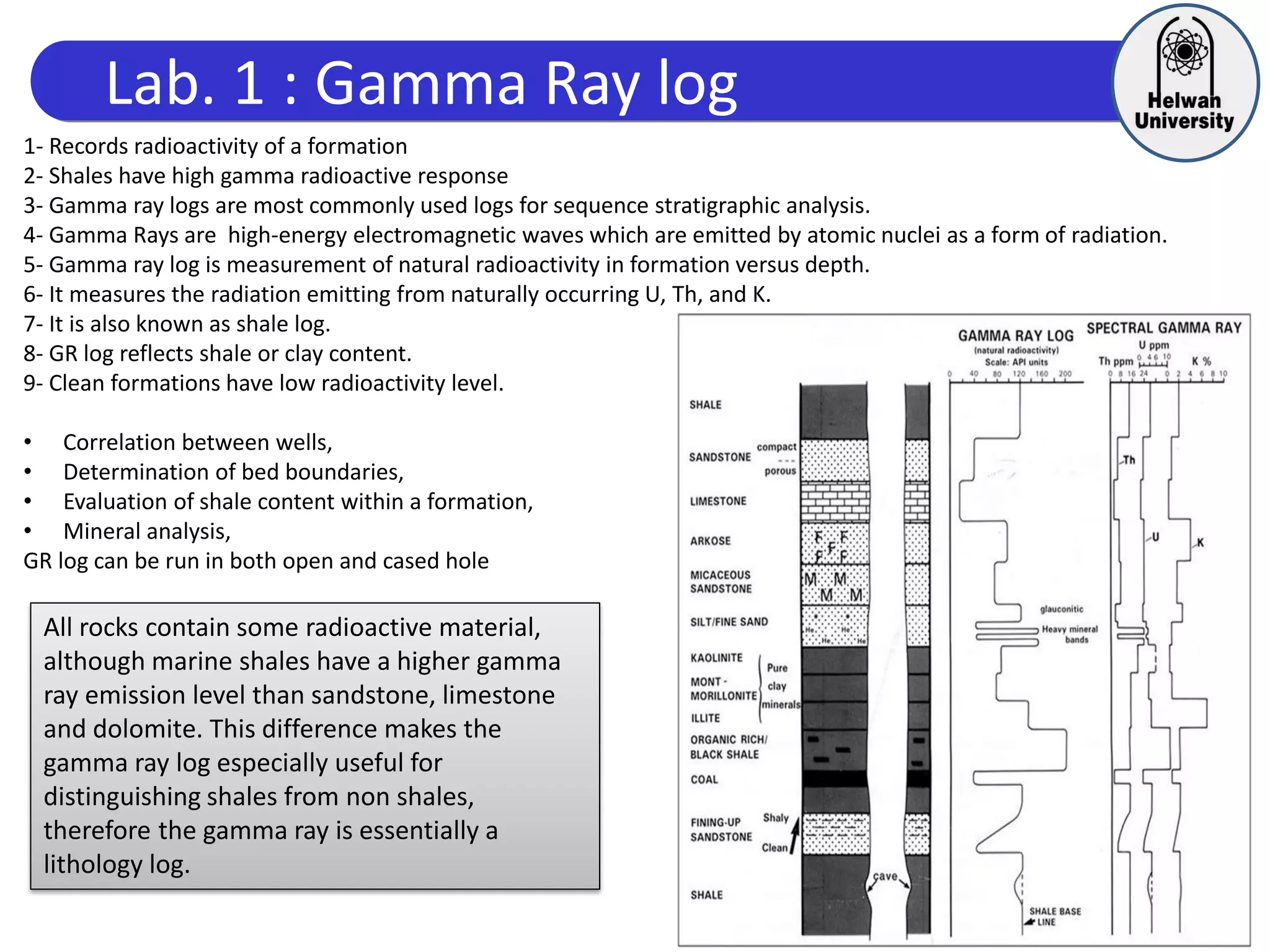 Well loggining. Gamma Ray log | PDF
