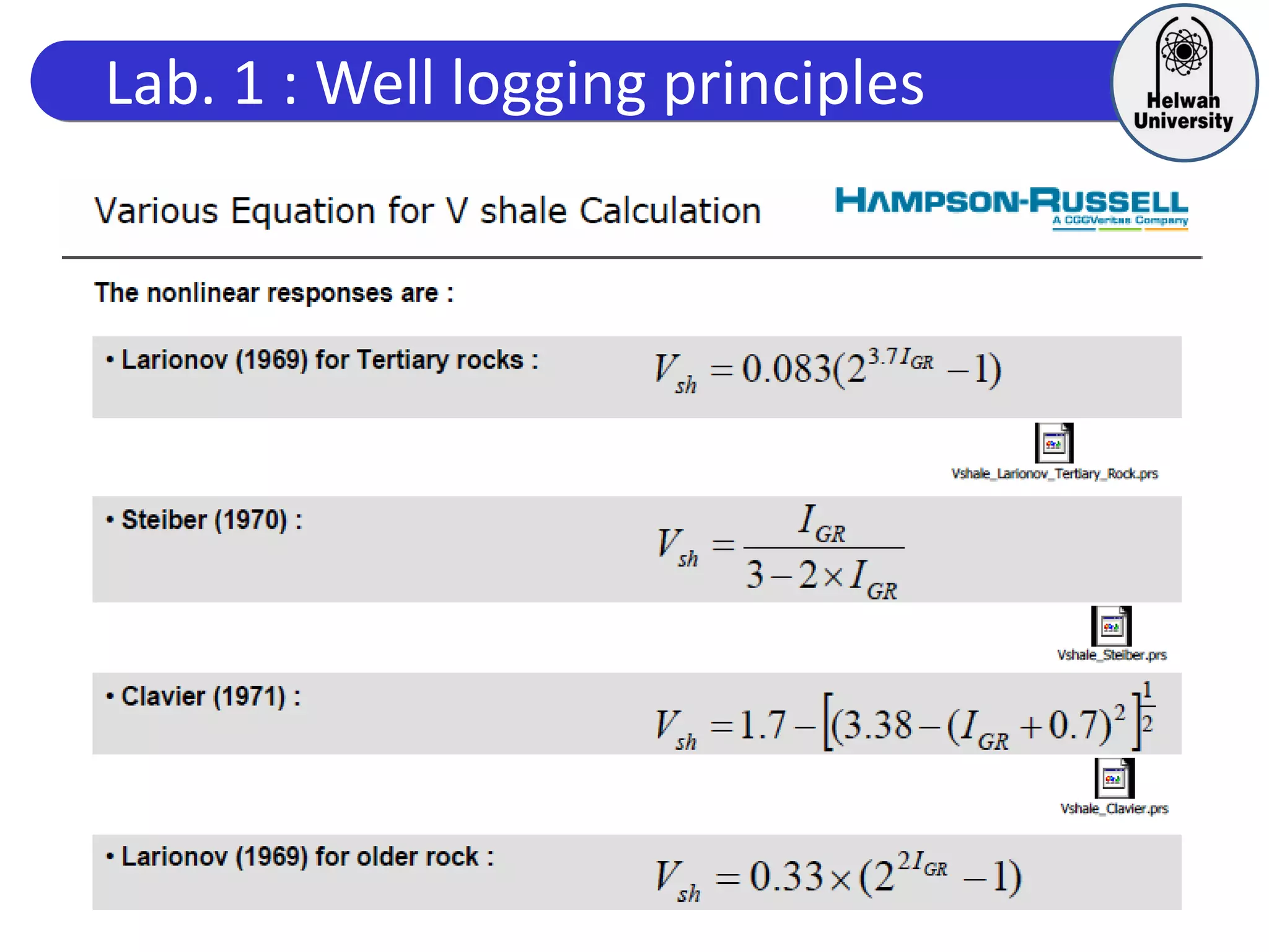 Well loggining. Gamma Ray log | PDF