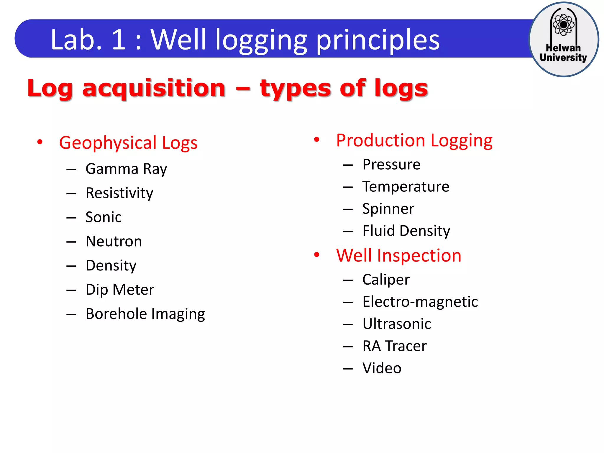 Well loggining. Gamma Ray log | PDF