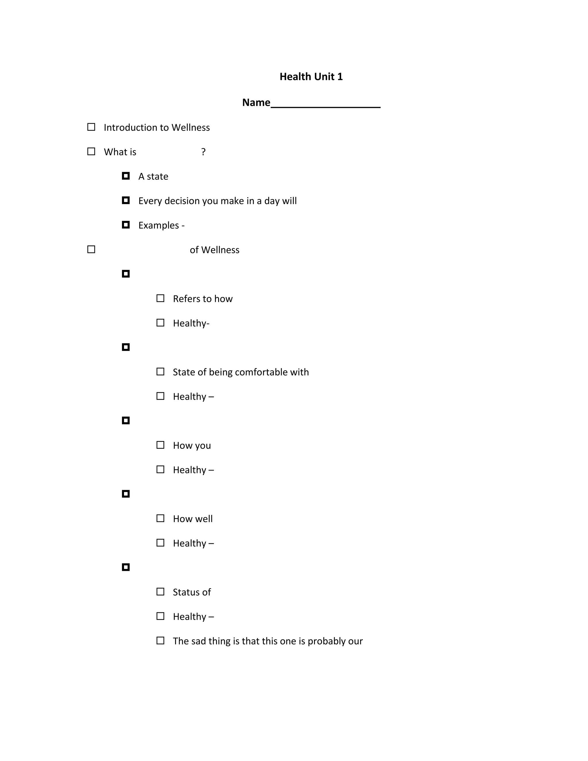 Wellness Notes Handout | DOCX