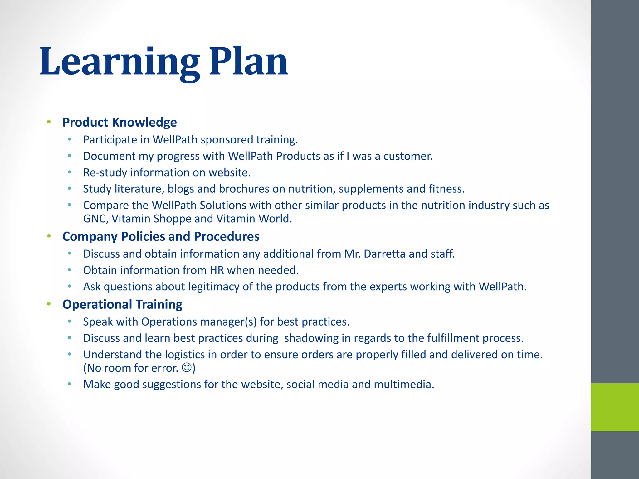 Well path operations intern 30 60-90 plan | PPTX