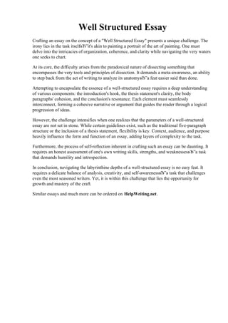 Well Structured Essay. How to Improve Your Academic Writing with the ...