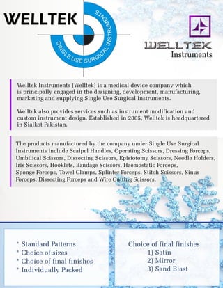 Welltek Single Use Surgical Instruments Catalog | PDF