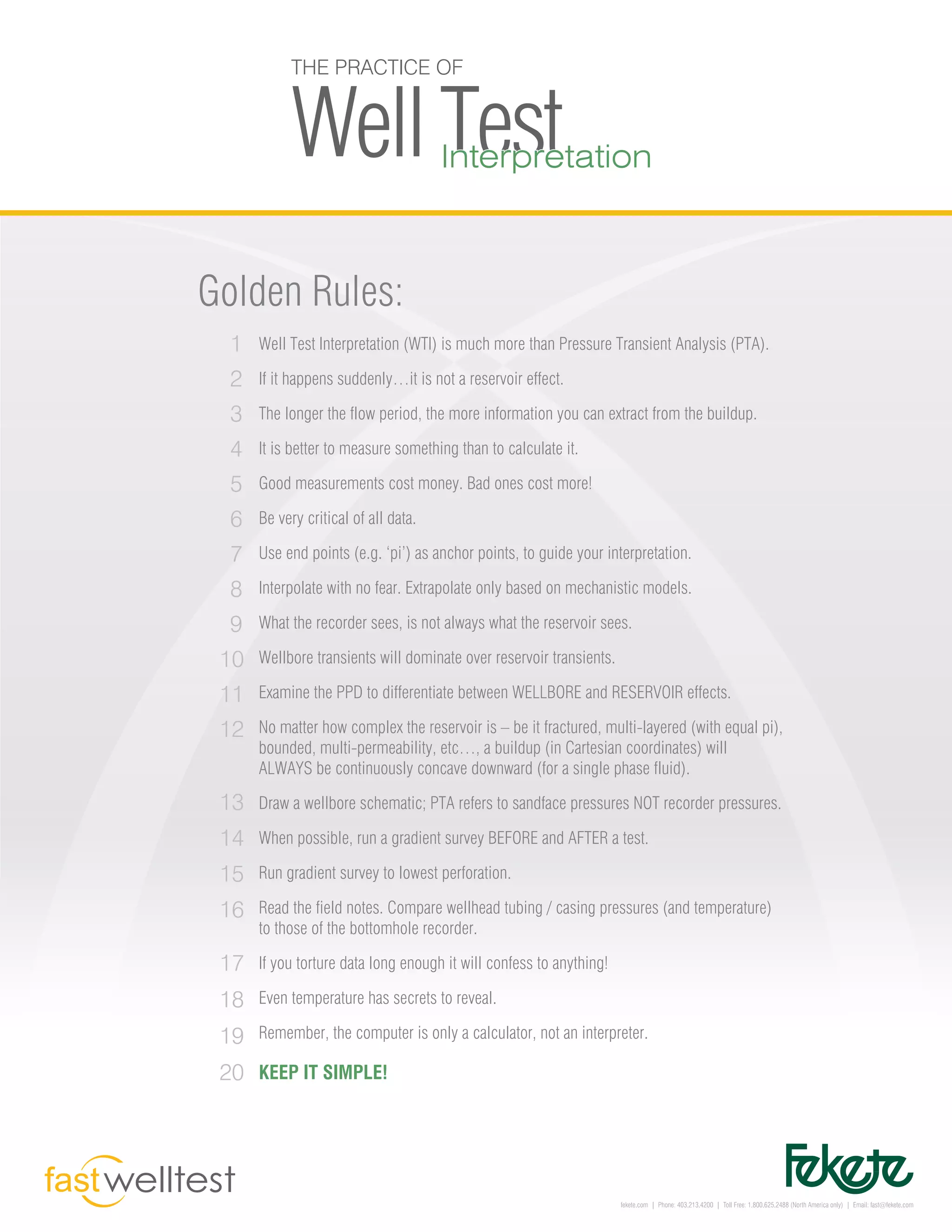 Well testing golden rules | PDF