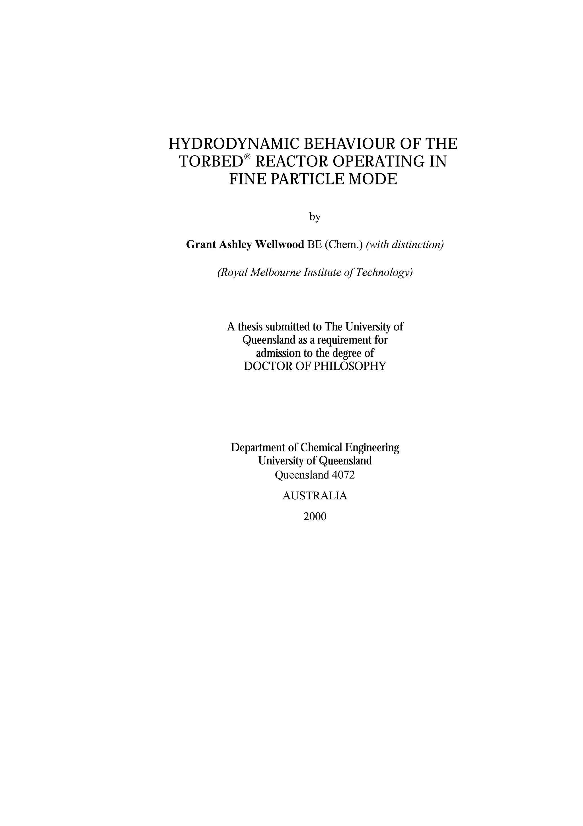 Hydrodynamic Behaviour of the Torbed® Reactor Operating in Fine ...