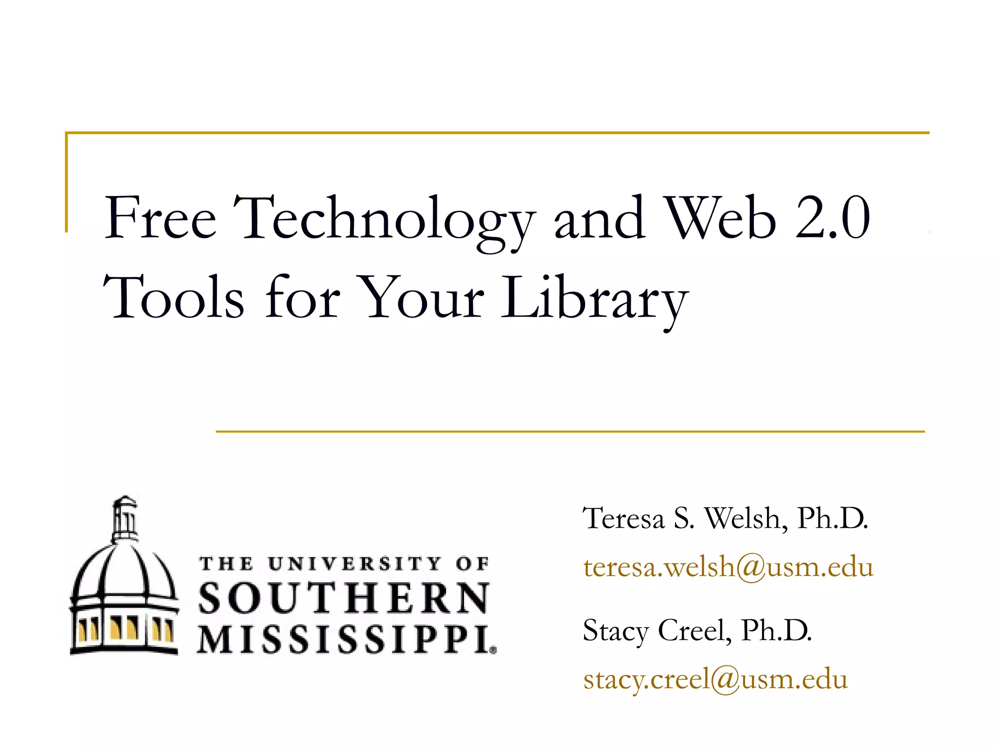 Free Web 2.0 Tools for Libraries | PPT