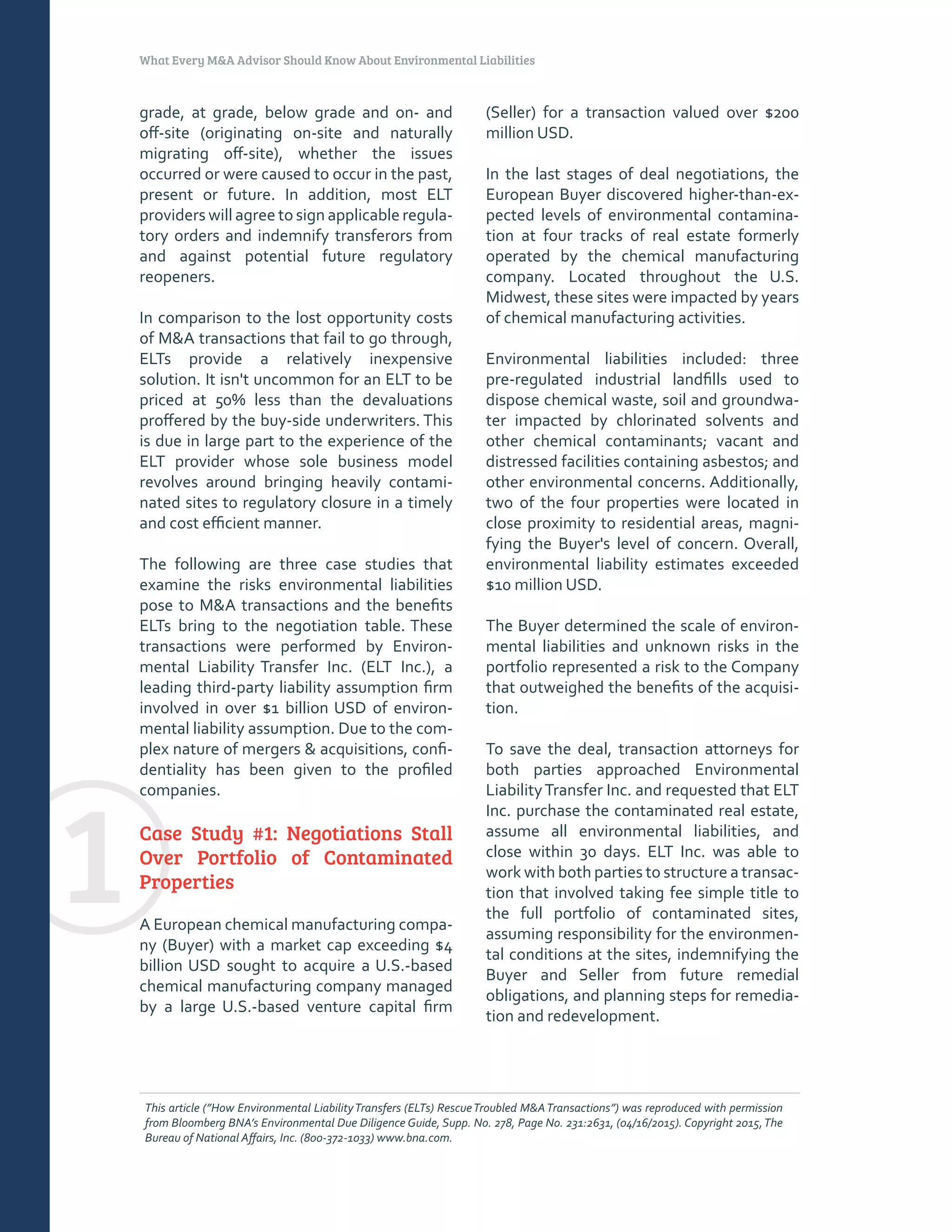 What Every M&A Advisor Should Know About Environmental Liabilities | PDF