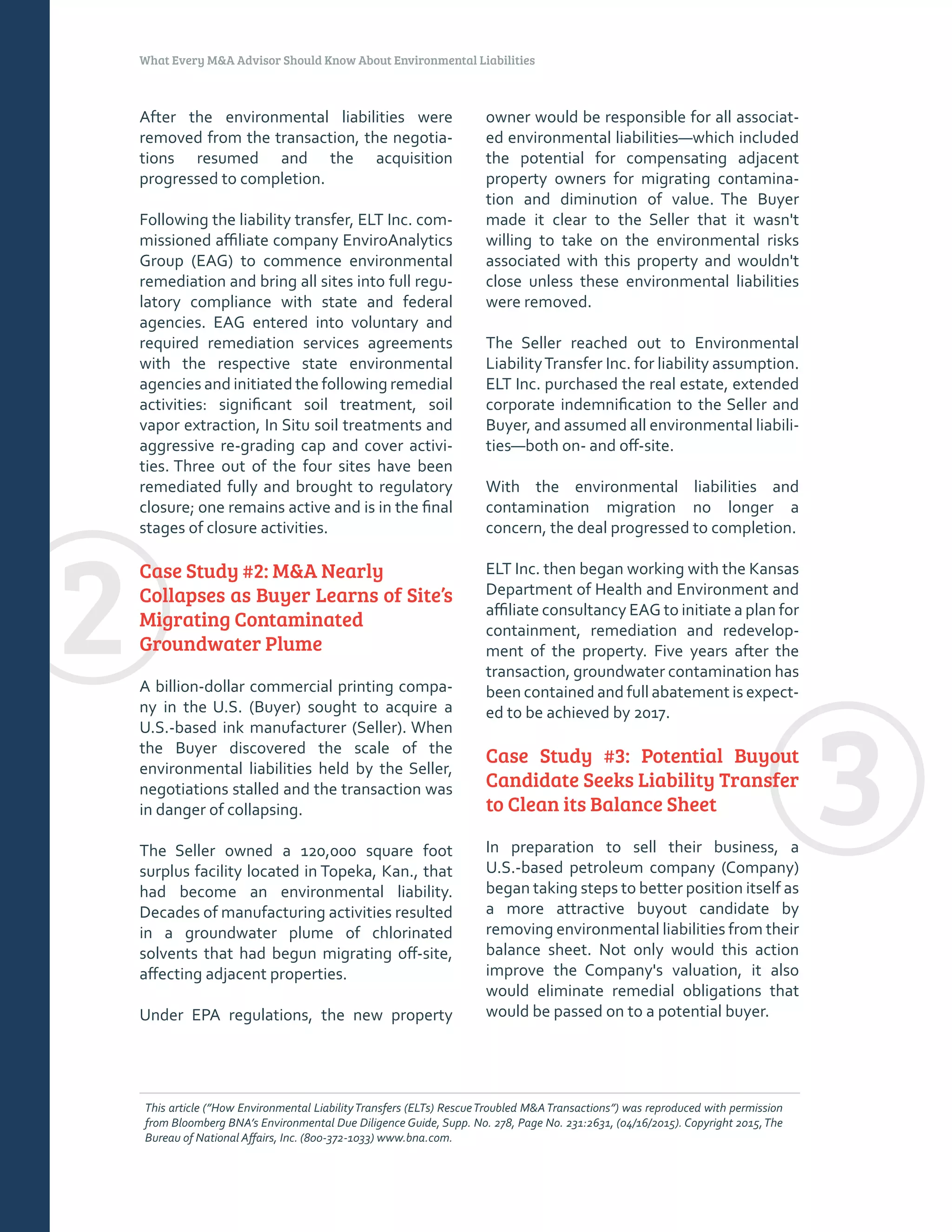 What Every M&A Advisor Should Know About Environmental Liabilities | PDF