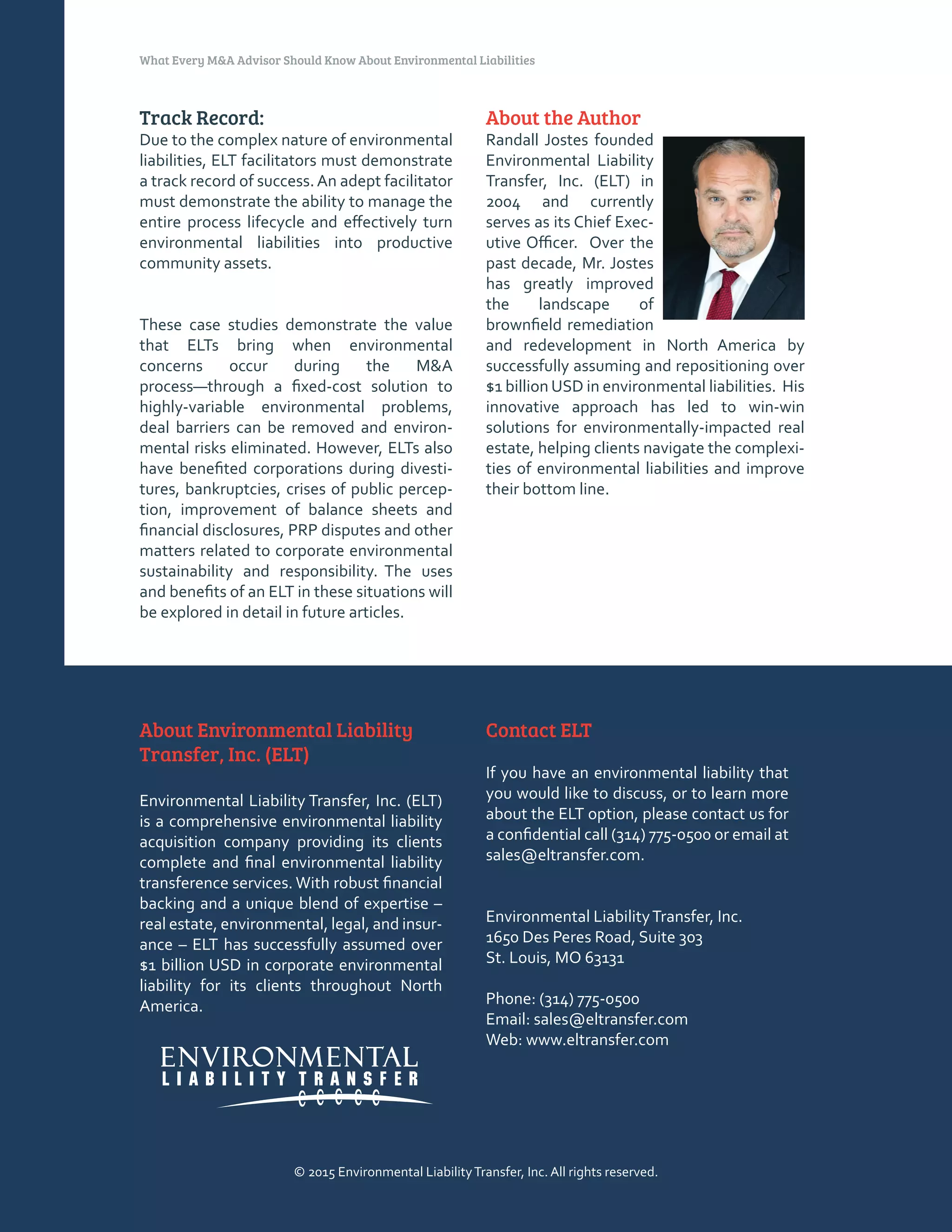 What Every M&A Advisor Should Know About Environmental Liabilities | PDF