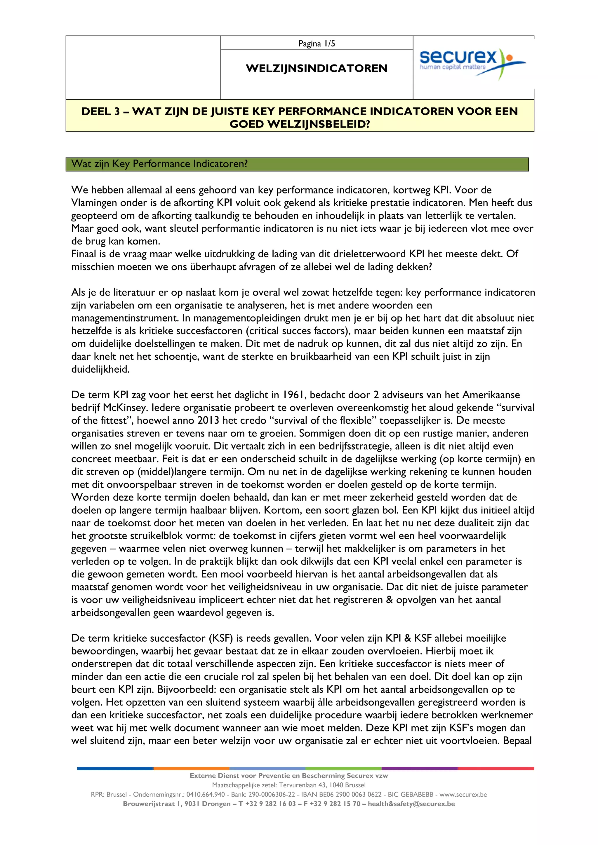 Welzijnsindicatoren - Key Perfomance Indicatoren | PDF