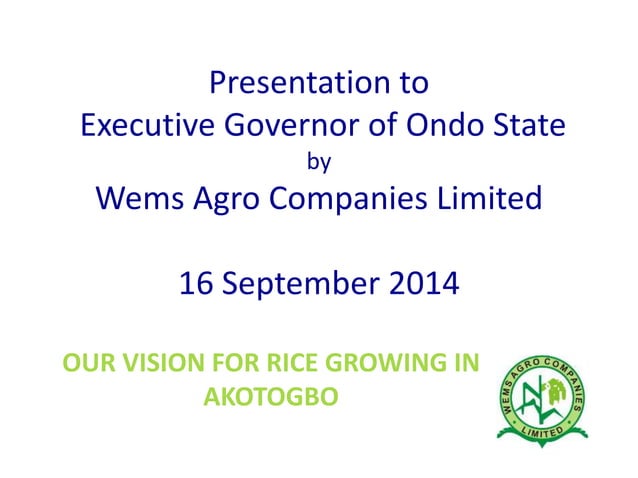 Wems to Ondo Govt | PPTX | Developmental Sites | Real Estate