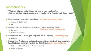 Materials used in Orthopedic Implants | PPTX