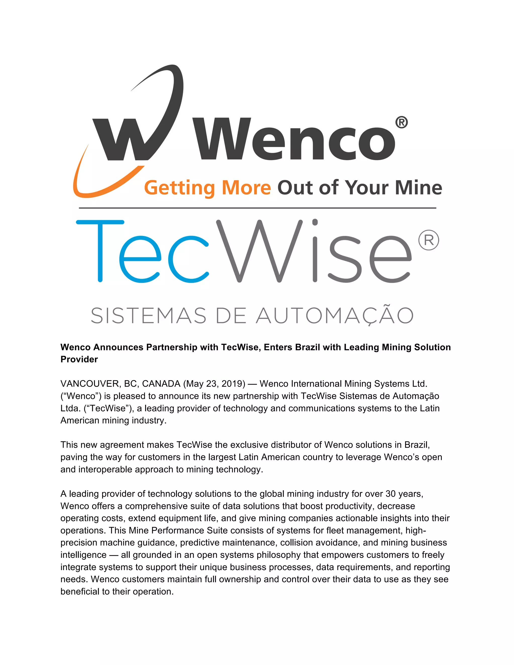Wenco TecWise press release English | PDF