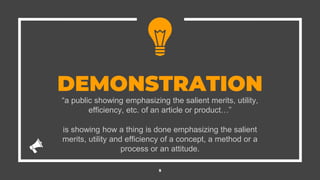 DEMONSTRATIONS IN TEACHING (LESSON 10- EDUCATIONAL TECHNOLOGY 1) | PPTX