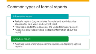 Formal reports Business English Writing. | PDF