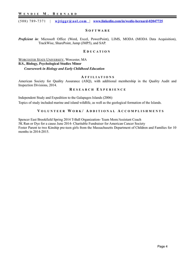 Wendie Bernard CV | PDF