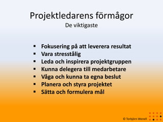 Wenell om projektledning, nov 2011 | PPTX