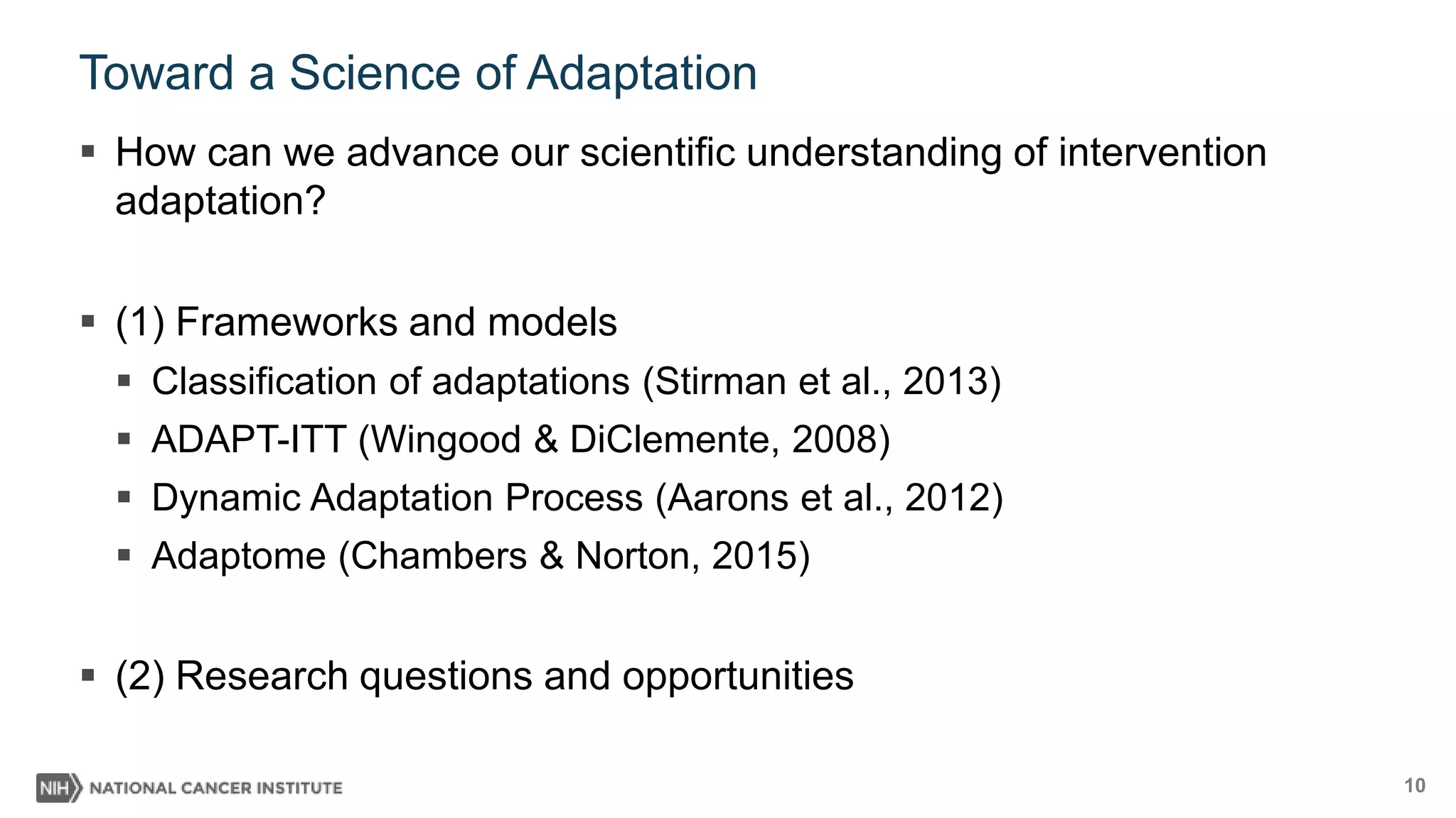 Adaptation of Evidence-based Interventions and De-Implementation of ...