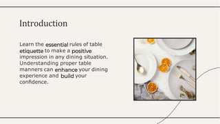 Table etiquette classes || Intelligence vidyarthi | PPT