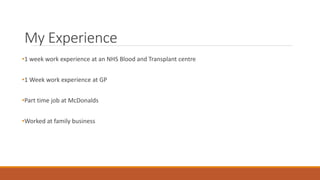 Work Experience presentation | PPTX